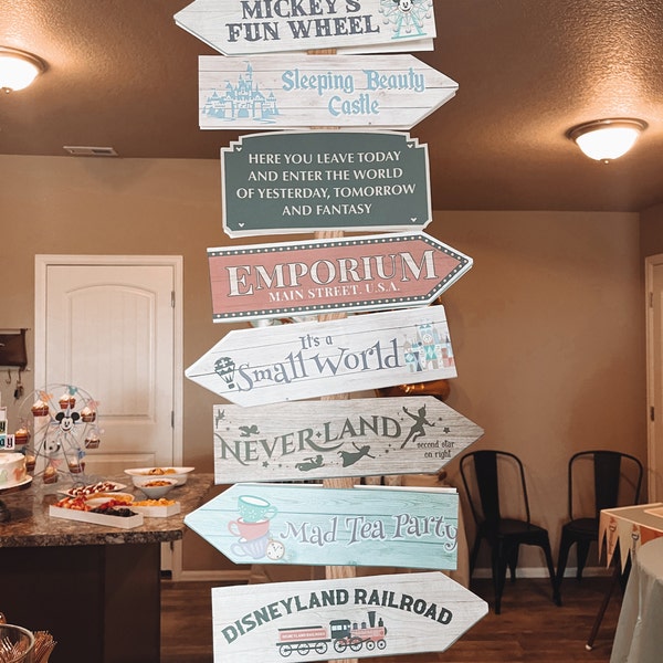 Disneyland Party Directional Sign, Mickey Birthday, Princess Birthday ...