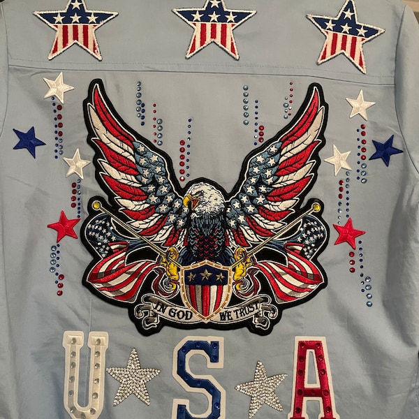 Star Applique Patches American Flag Embroidered Stars 3.25" Iron-on ...