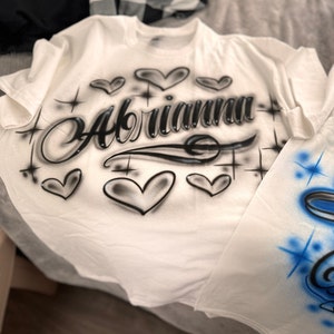 Airbrush T Shirt Script Hearts Name - Etsy