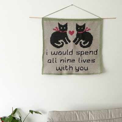 X-ray Kitty Crochet Tapestry Pattern / Wall Hanging / Wall Art ...