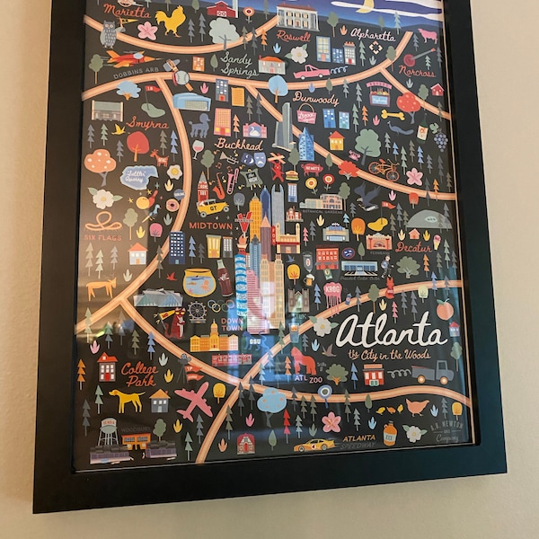 ATLANTA GA Map Art Wall Decor | City Map Atlanta Georgia | Art Print ...