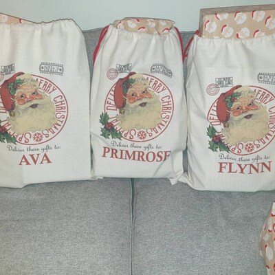 Personalised Christmas Santa Sack Linen Sack Glitter Unicorn - Etsy