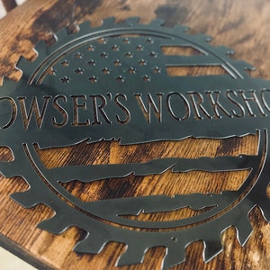 Custom American Flag Workshop Sign Metal Shop Sign Free - Etsy