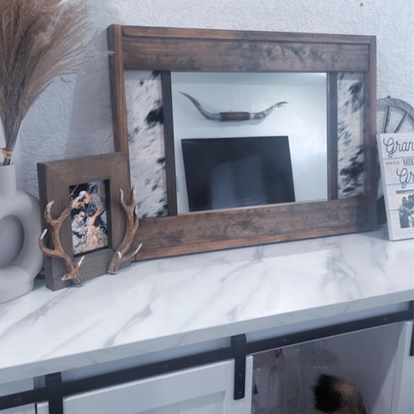 Genuine Cowhide Western Mirror • Oversized Mirror • Farmhouse Decor - Etsy