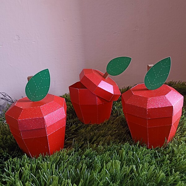 SVG File: Paper 3D Apple Gift Box Treat Box Gift Card Holder 3D SVG Cut ...