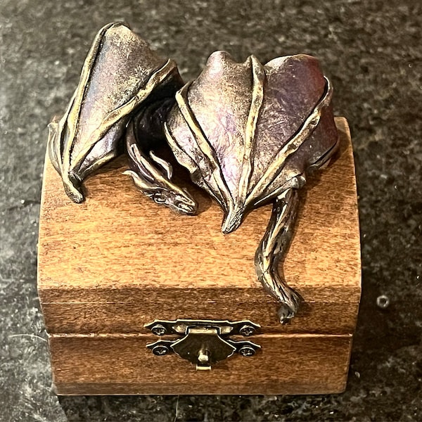 Bronze Dragon Box Wooden Wedding Box for Rings Proposal Box Ring ...