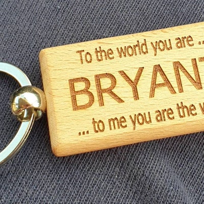 Personalised Keyring Wooden Custom Key Ring Beech Wood Customized ...