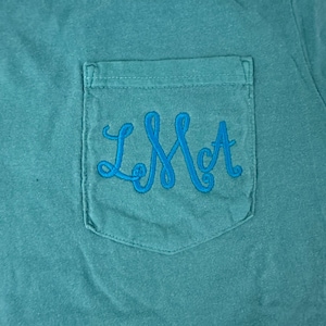 Monogram Bridesmaid Shirts, Embroidered Comfort Colors Pocket Tshirts ...
