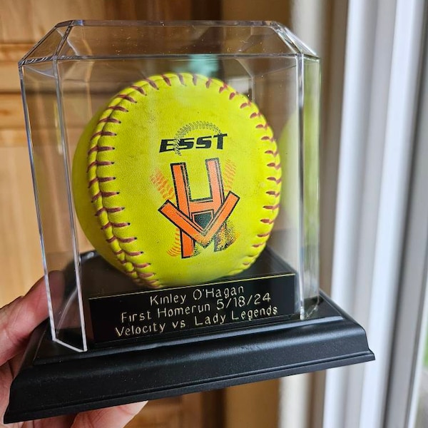 Clear SOFTBALL Display, With Name Plate | HOME RUN or Game Ball Display ...