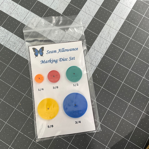 Multi Color Seam Allowance Disc Set - 6 Sizes Included 1/4" to 1 ...