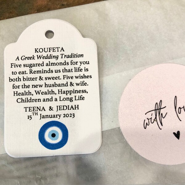 Koufeta A Greek Wedding Tradition Tags Five Sugared Almonds Eucalyptus ...