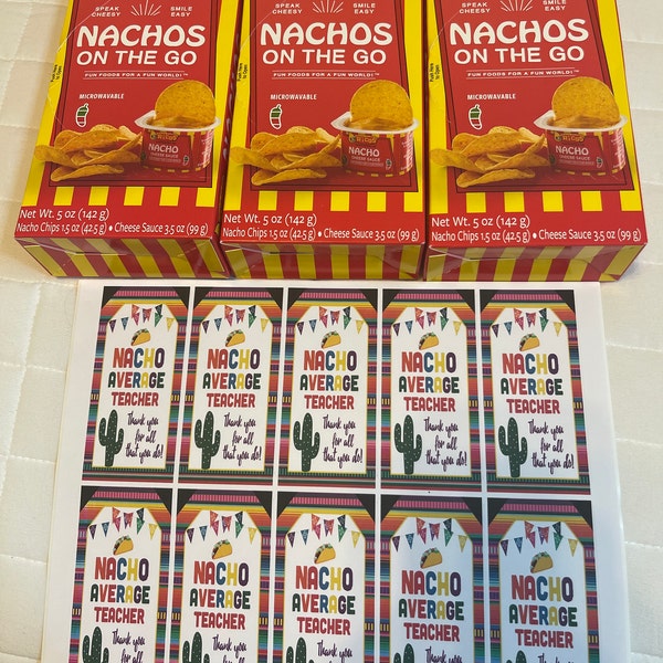Nacho Average Teacher Tags Teacher Appreciation Gift Tags Teacher Thank ...