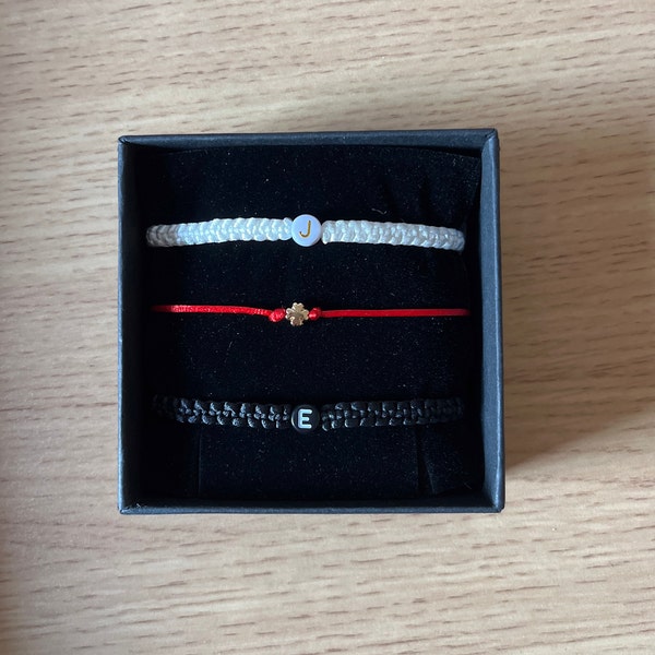 Set of 2 Personalized Initial Bracelets | Custom Partners Bracelet | Couple Bracelet | Matching ...