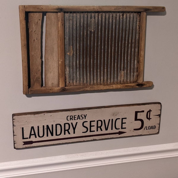 Arrow Laundry Service Wood Sign, 5 Cents per Load Laundry Room Location ...