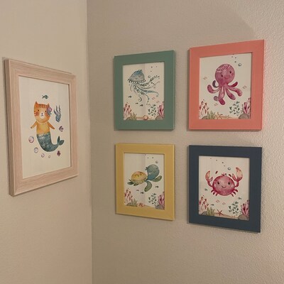 Sea Creatures Wall Art, Girl Bedroom Wall Art, Sea Animal Prints, Girl ...