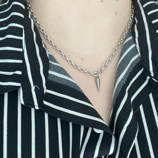 Chunky Razor Blade Faceted Cable Chain Necklace, Layering Necklace ...