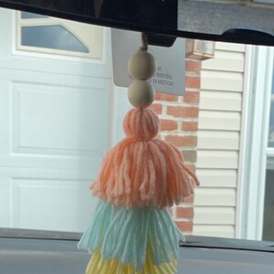 Tassel Car Charm Rainbow Car Accessories Rear View Mirror Hanging Car ...