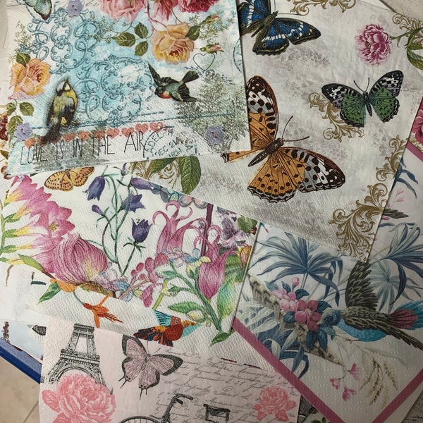 Paper Napkins,12 Different Paper Napkins for Decoupage,decoupage for ...