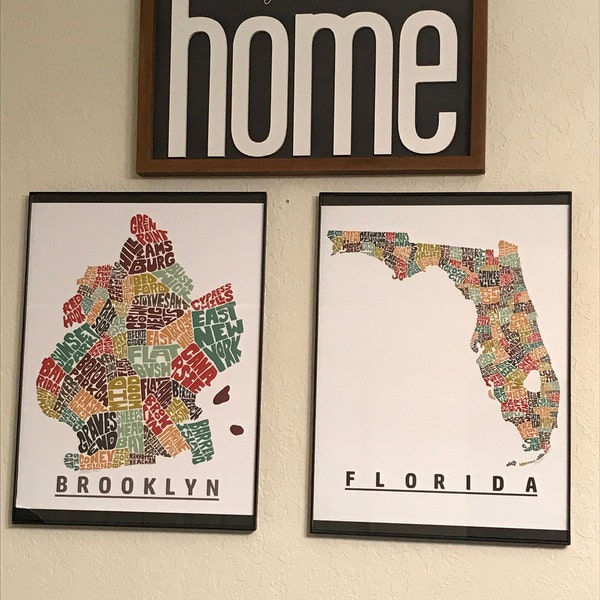 Brooklyn Neighborhood Map Print, Signed Print of My Original Hand Drawn ...