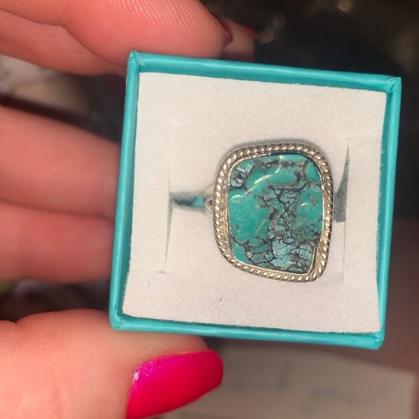 Raw Turquoise Ring, Sterling Silver Rings for Women, Natural Uncut ...