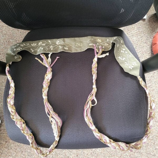 Forest Green & Gold Short Hand Embroidered Handfasting Cord: Pagan ...