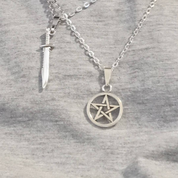 Pentagram Silver Necklace & Pendent | Emo Goth Cool Fashion Rock Tattoo ...