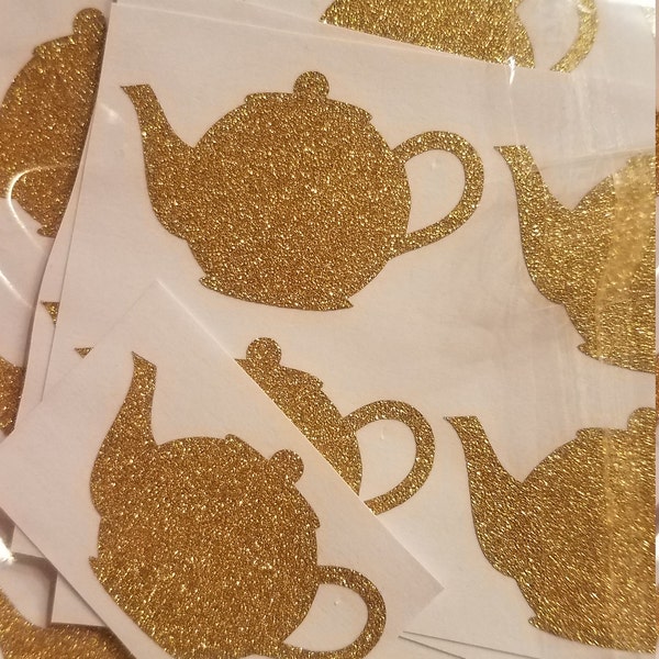 25 Glitter Teapot Stickers, Tea Party Decoration, Gold Envelope Seal - Etsy