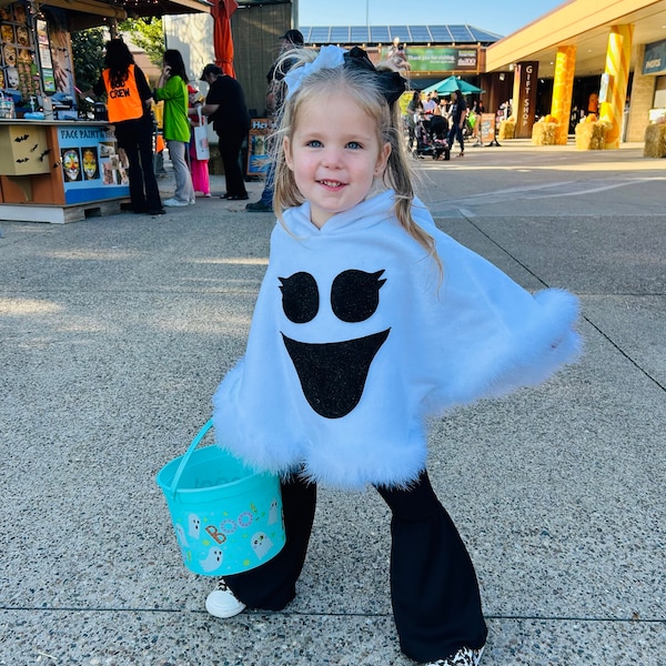 Ghost Boo Happy Girly Lashes Halloween Poncho - Ghost Poncho - Ghost ...