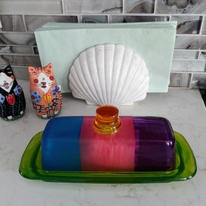 Colorful Glass Butter Dish for Your Kitchen/home Decor/tabletop/serving ...
