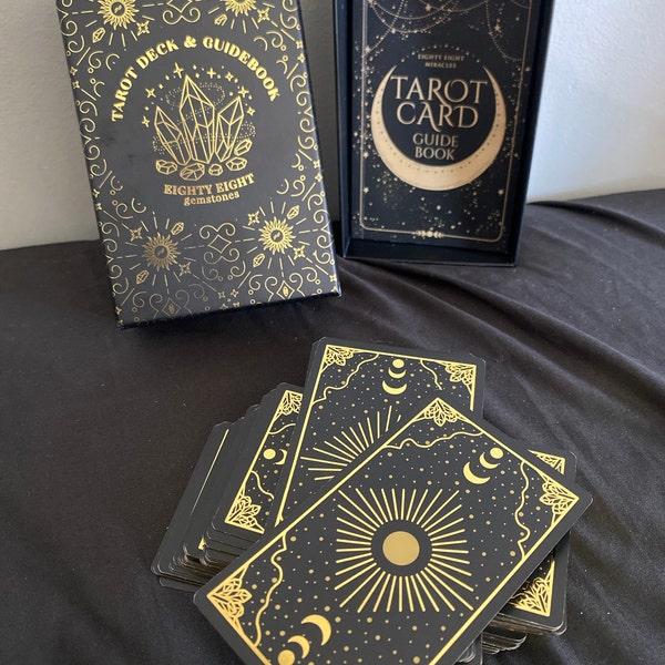 Gold Foil and Black Tarot Cards With Guide Book for Beginners and ...