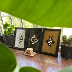 Aztec Gallery Wall Hanging Decor Set, Aztec Art, Canvas Wall Art, Boho ...
