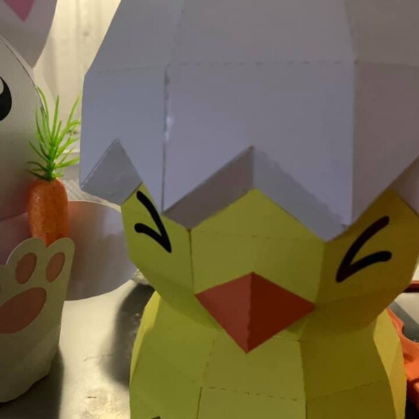 Chick in Egg Papercraft 3D DIY Low Poly Paper Crafts Easter Decor Model ...