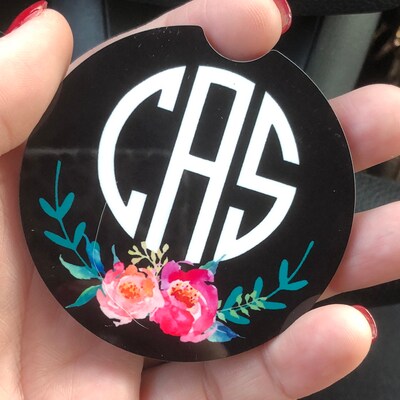 Monogrammed Car Coasters, Monogrammed Coaster Set, Personalized Car ...