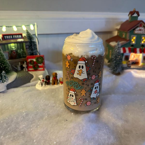 Cottagecore Halloween Coffee Glass, Fall Coffee Glass, Autumn Glass Cup ...