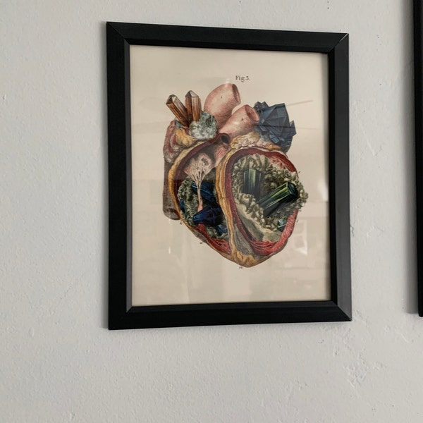 Crystal Heart Art Print, Vintage Anatomical Heart, Crystals ...