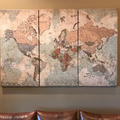 Push Pin Travel Map of World, Personalized Gift for Travelers, Modern ...