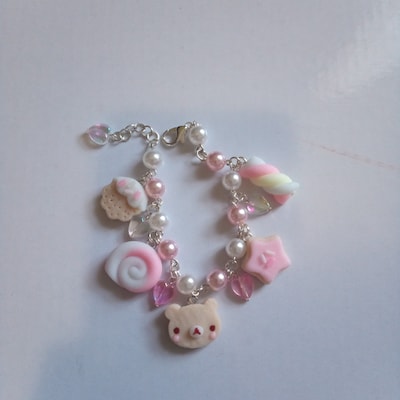 Kawaii Sweet Charms Bracelet Acrylic Beads Bracelet With Fake Sweets ...