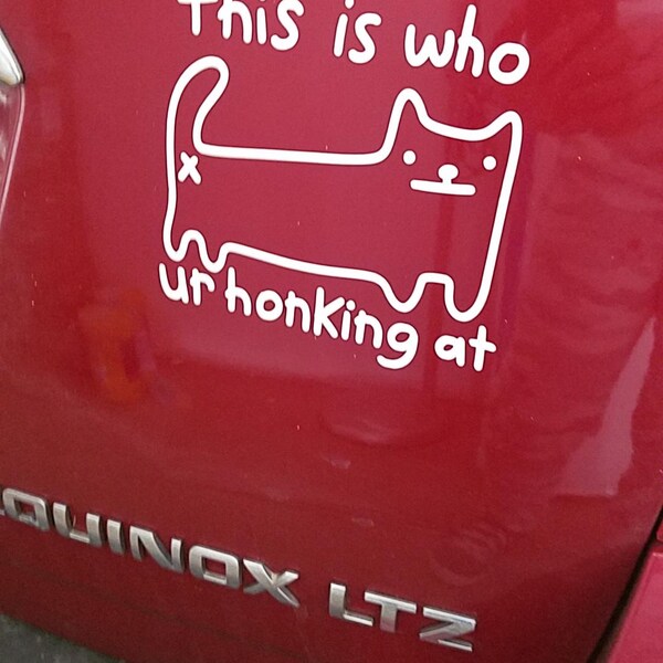 Funny Cat Sticker for Car, This is Who Ur Honking at Sticker, Cat Lover ...
