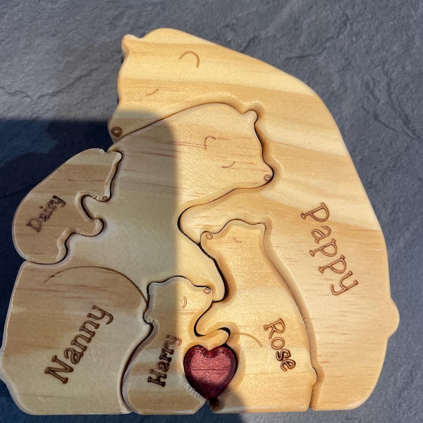 Wooden Bear Puzzle With Dog - Hugging Bear Puzzle - Custom Wooden Bear ...