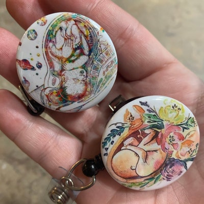 Labor & Delivery, Watercolor Floral Fetus, NICU Nurse Badge, Ob/gyn ...