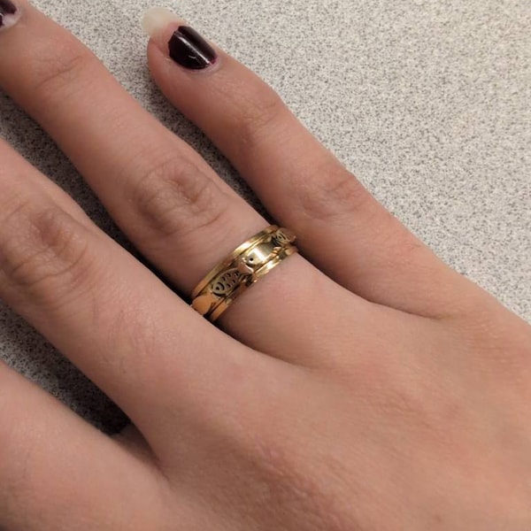 Swimming Fish Spinner Ring in Gold, Fish Ring, Fishing Lovers Ring ...