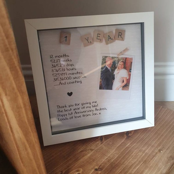 Personalized First Anniversary Frame: Scrabble Tile Gift - Etsy