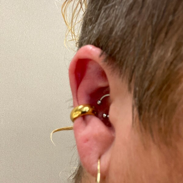 18K Gold Plated Titanium Multi-layered Ear Cuffs, To-go Jewelry, No ...