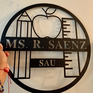 School Name Sign, Custom Name Sign, Metal School Teacher Gift, Last ...