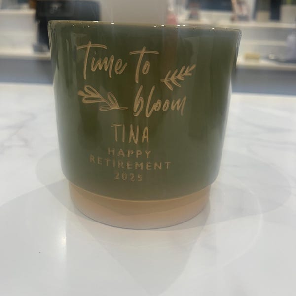 Personalised Retirement Indoor Plant Pot, Time to Bloom! Wish Someone ...