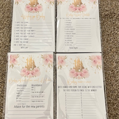 Girl Baby Shower Bundle,princess Baby Shower Games,floral Baby Shower ...