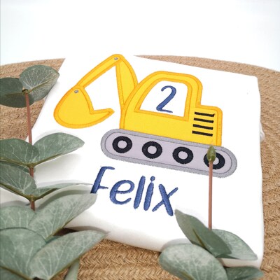 Digger Applique,excavator Applique,excavator Embroidery,boys Shirt ...