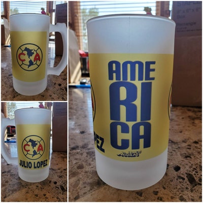 Club America 18 Oz Clear Glass Beer Mug. Tarro De Vidrio Claro - Etsy