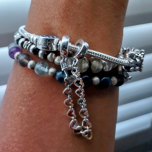 Authentic Pandora Bracelets, Pandora Silver OPEN BANGLE With Silicone ...