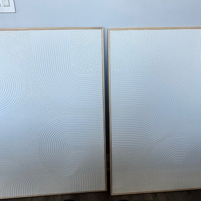 Set of 3 Boho Plaster Wall Art, Textured Wall Art, Textured Art Canvas ...